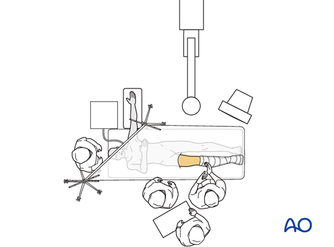 Supine position with manual traction
